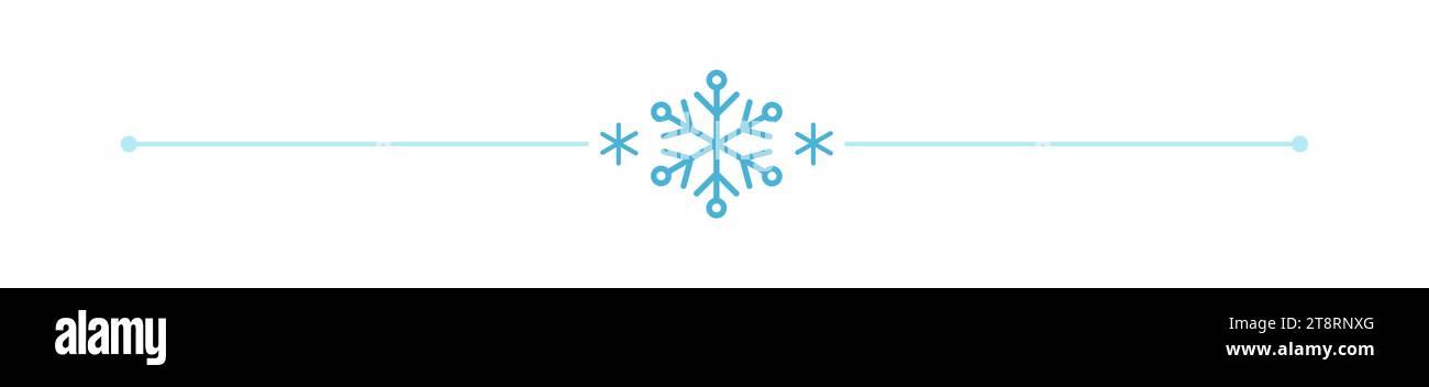 Divider with Snowflake. Christmas winter frame border horizontal line ...