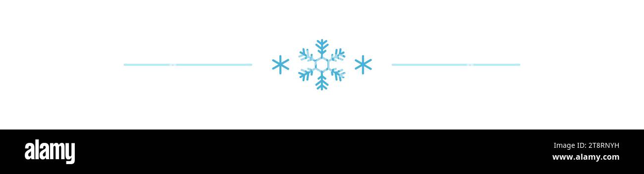 Divider with Snowflake. Christmas winter frame border horizontal line ...