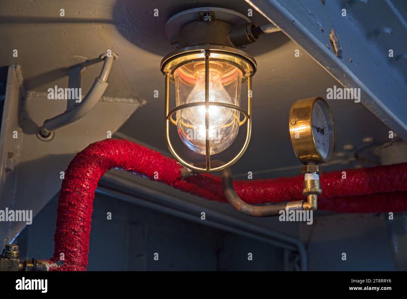 Closeup of an old ship lantern inside with light bulp Stock Photo - Alamy