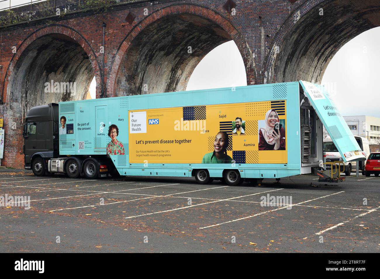 NHS health screening vehicle in Worcester, Worcestershire, England, UK ...
