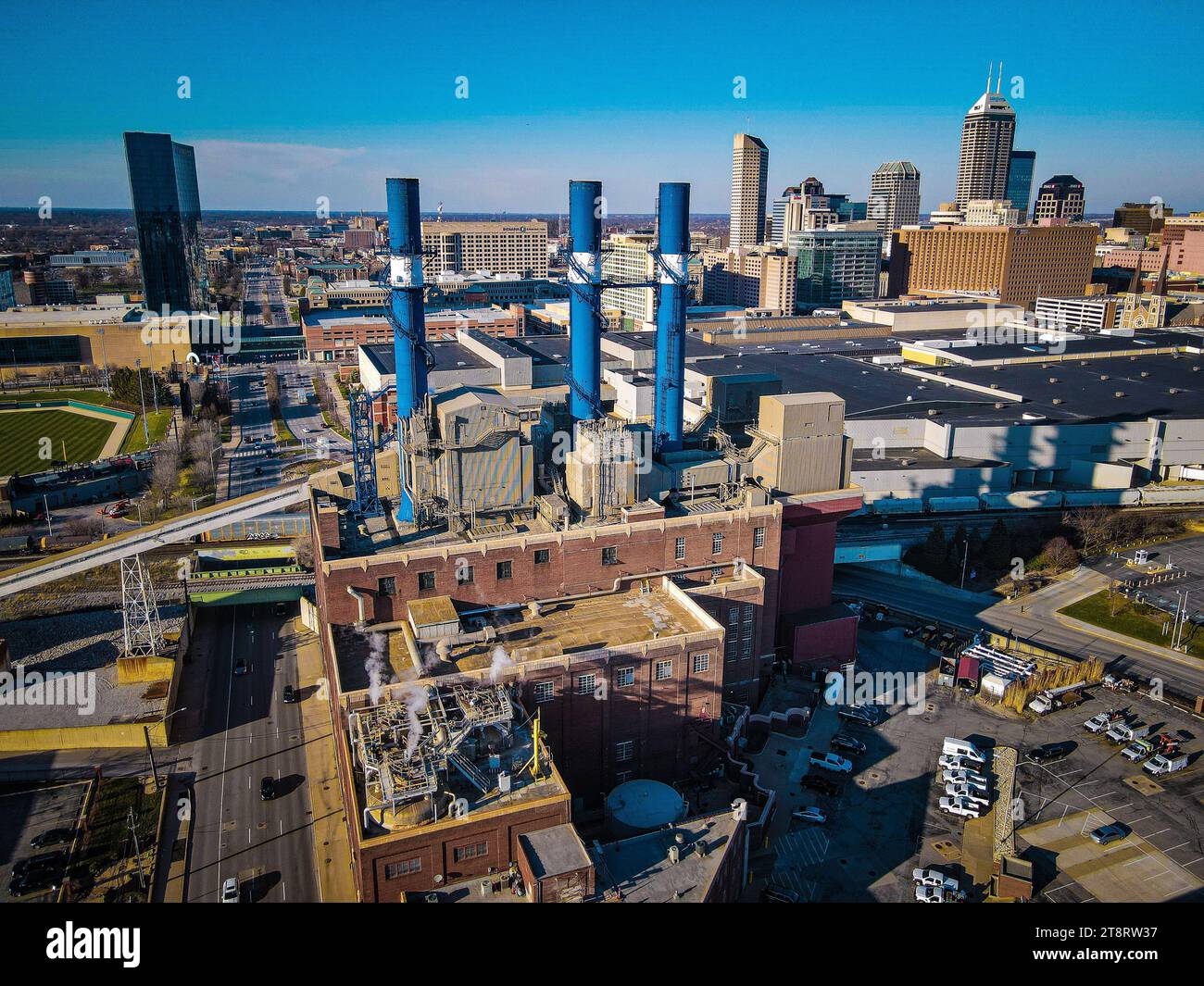 A bird's eye view of the stunning and scenic downtown Indianapolis ...