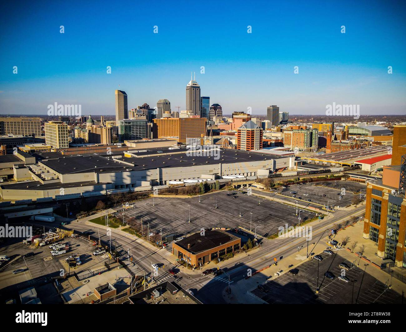 A bird's eye view of the stunning and scenic downtown Indianapolis ...