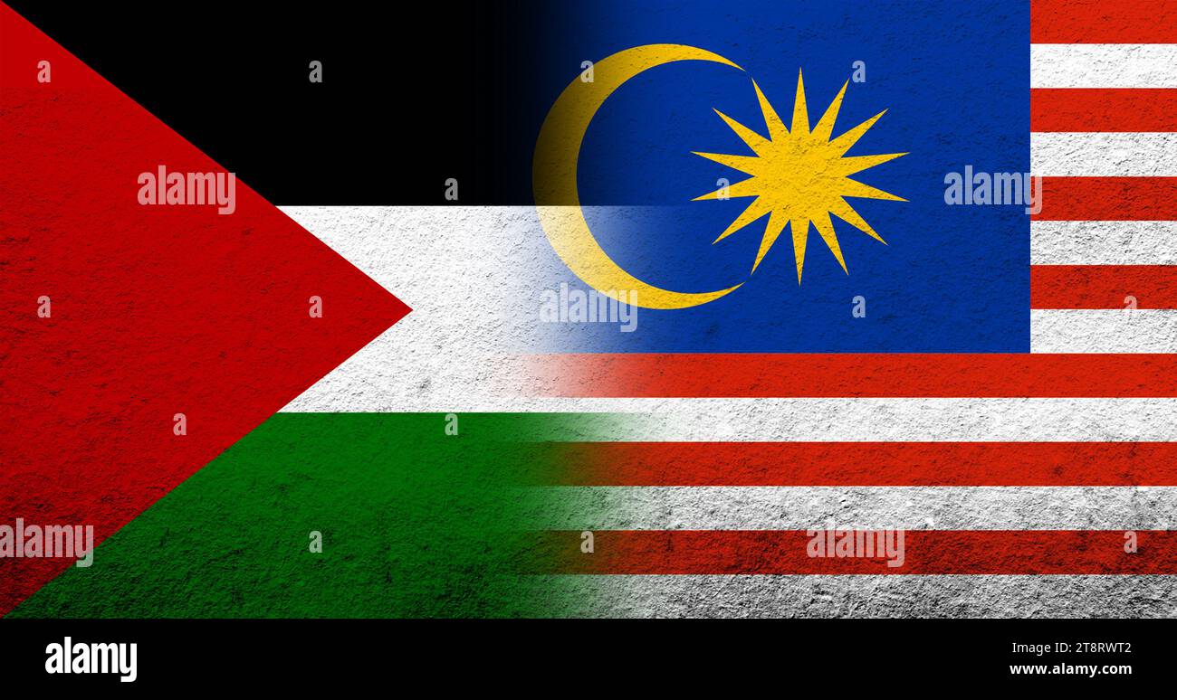 Flag of Palestine and National flag of Malaysia. Grunge background Stock Photo - Alamy