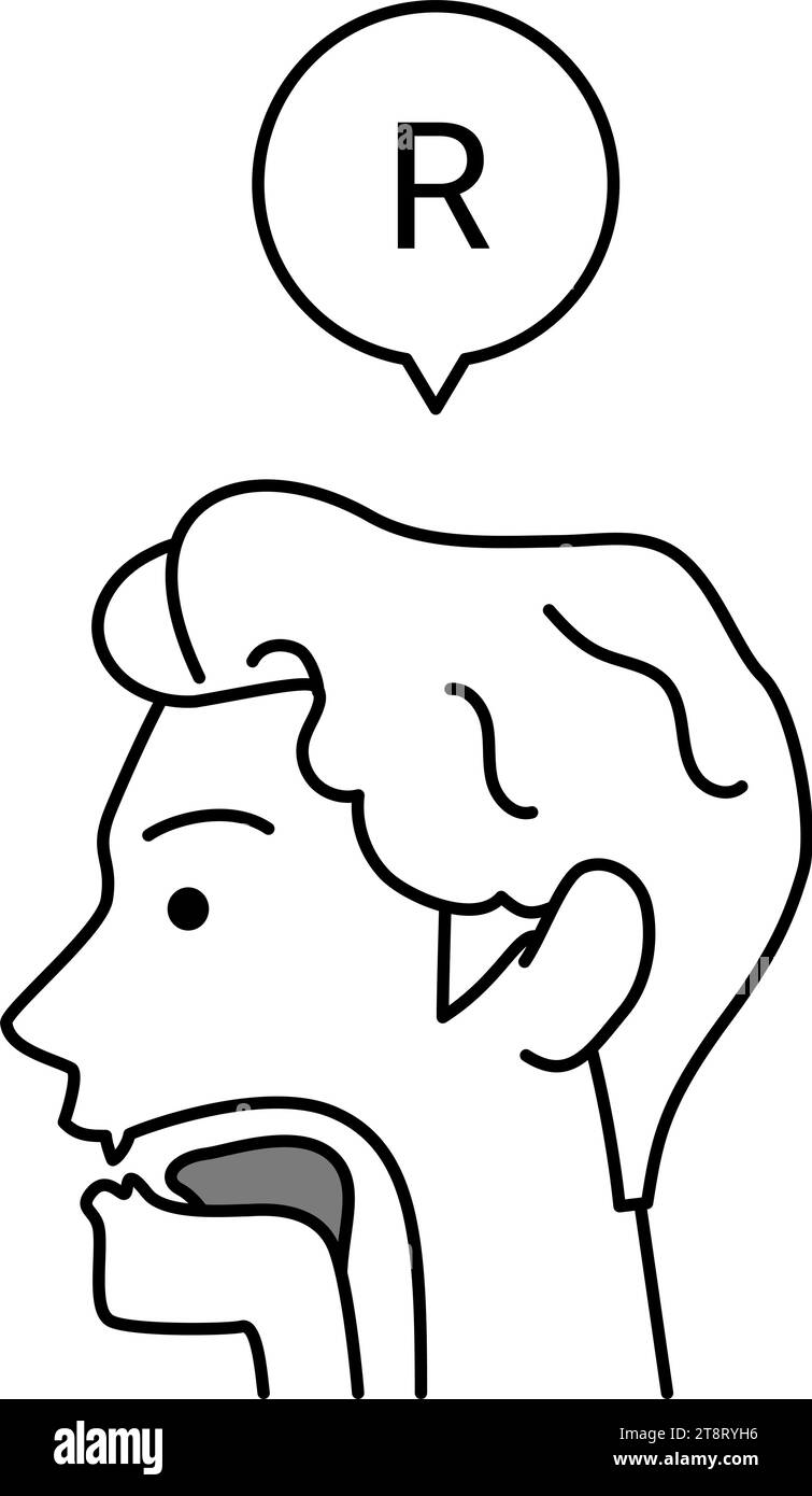 Illustration of tongue movement for English conversation and r ...