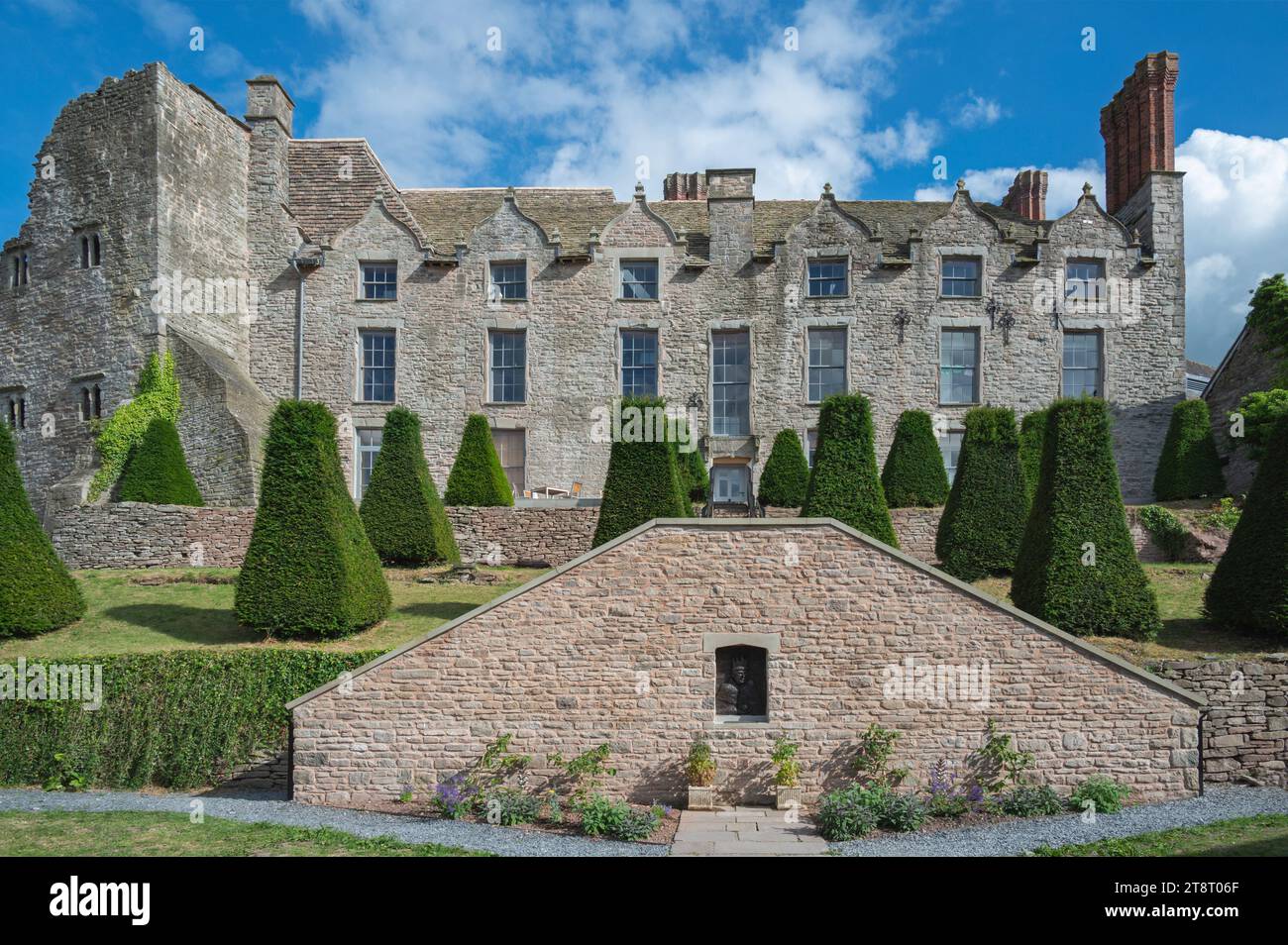 A view of the front Facade of Hay Castle and Mansion House in Hay-on ...