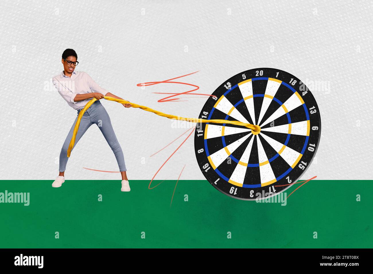 Creative drawing collage picture of funny female darts board target ...