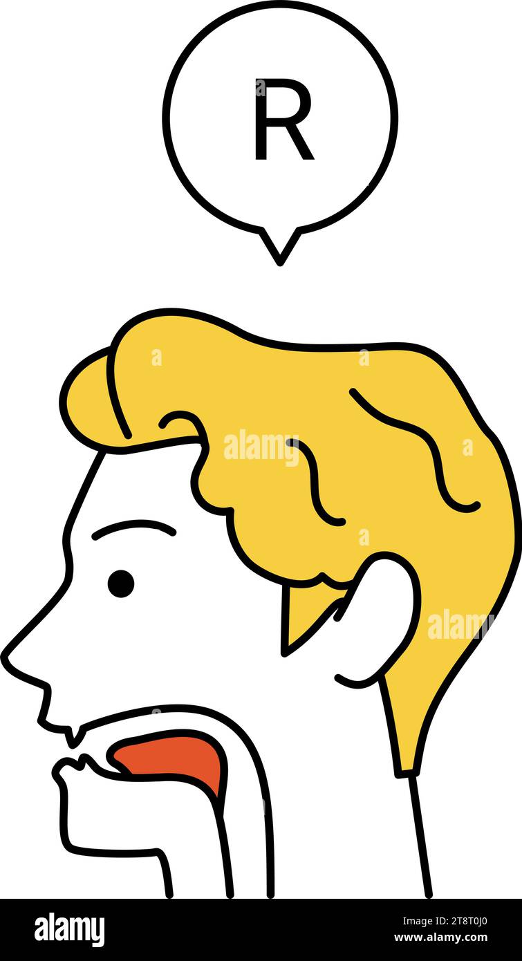 Illustration of tongue movement for English conversation and r ...