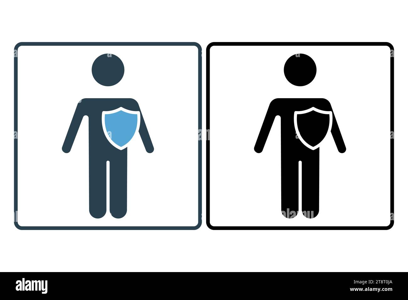 integrity icon. human with shield. icon related to core values. solid ...