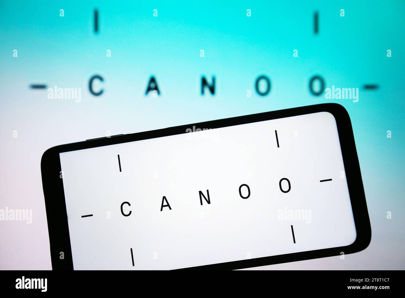 Ukraine. 21st Nov, 2023. In this photo illustration, Canoo Inc. logo is ...