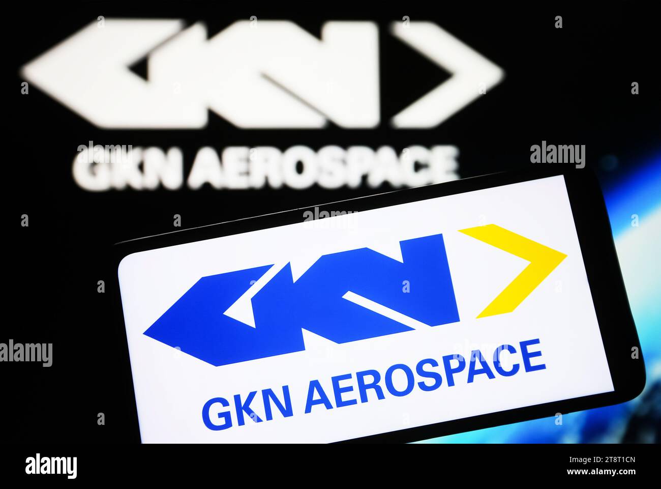 Ukraine. 21st Nov, 2023. In this photo illustration, GKN Aerospace logo ...