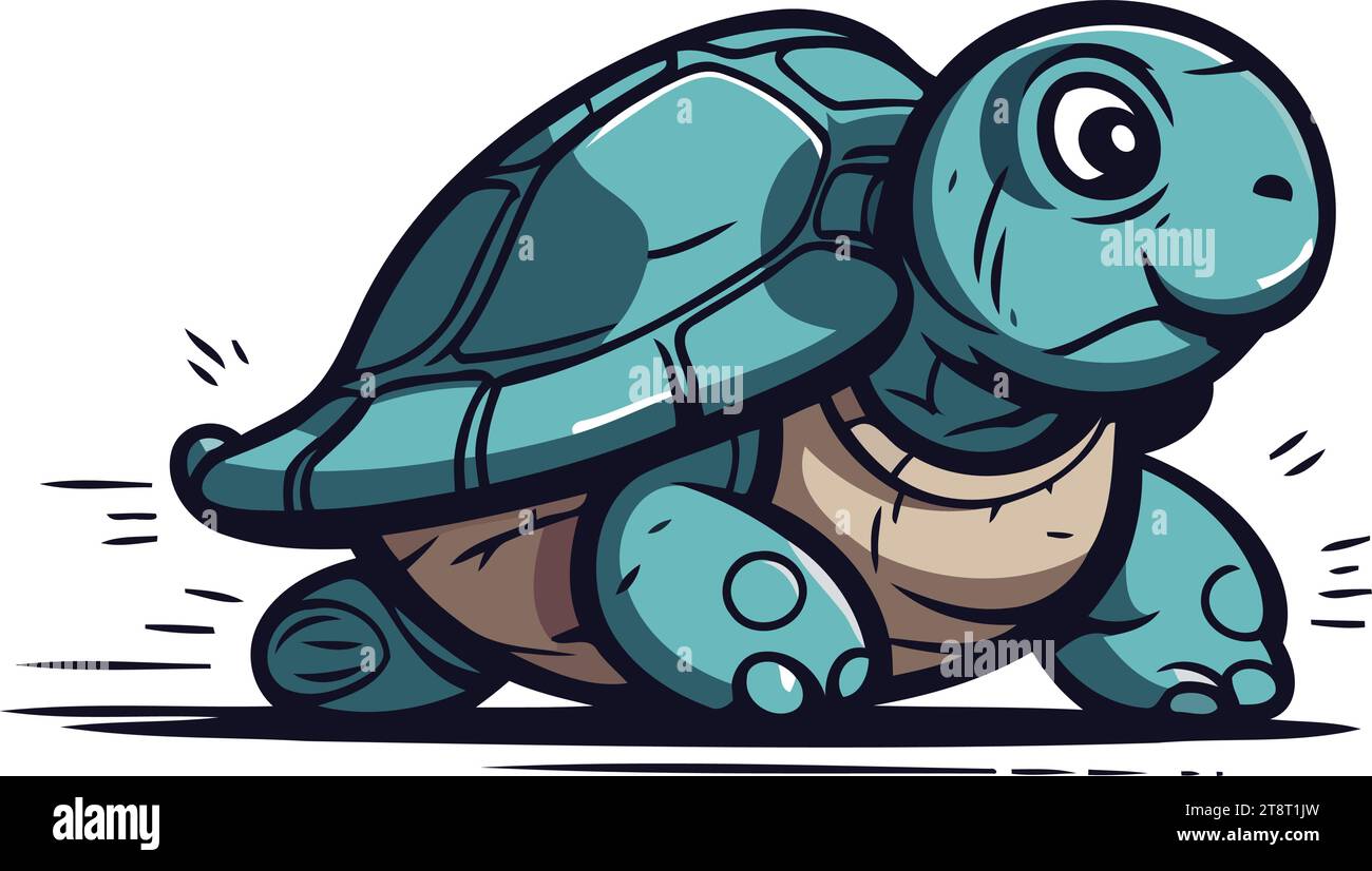 Cartoon Turtle. Vector illustration of a funny cartoon turtle isolated ...