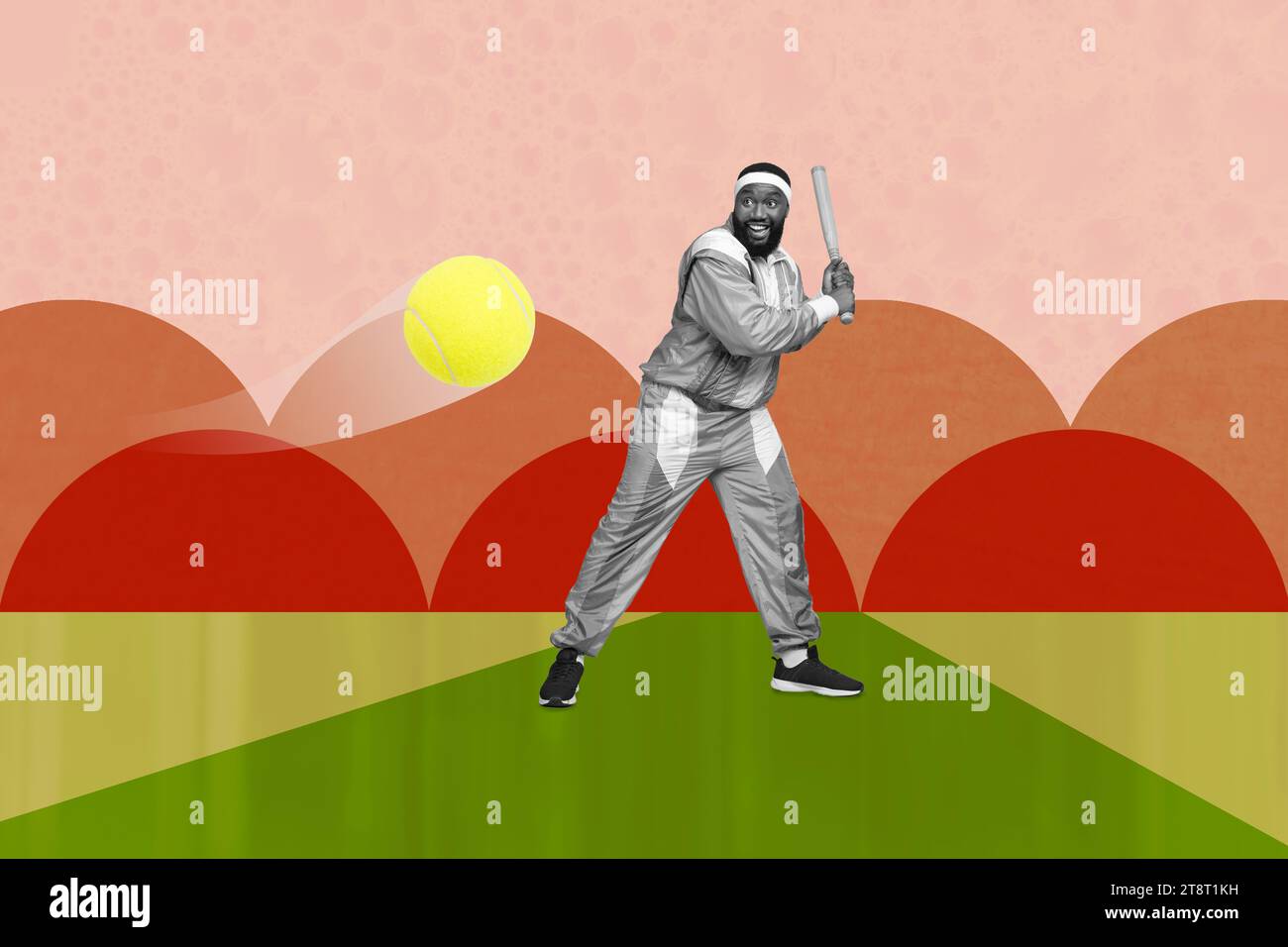 Retro magazine collage image of excited cool guy playing american ...
