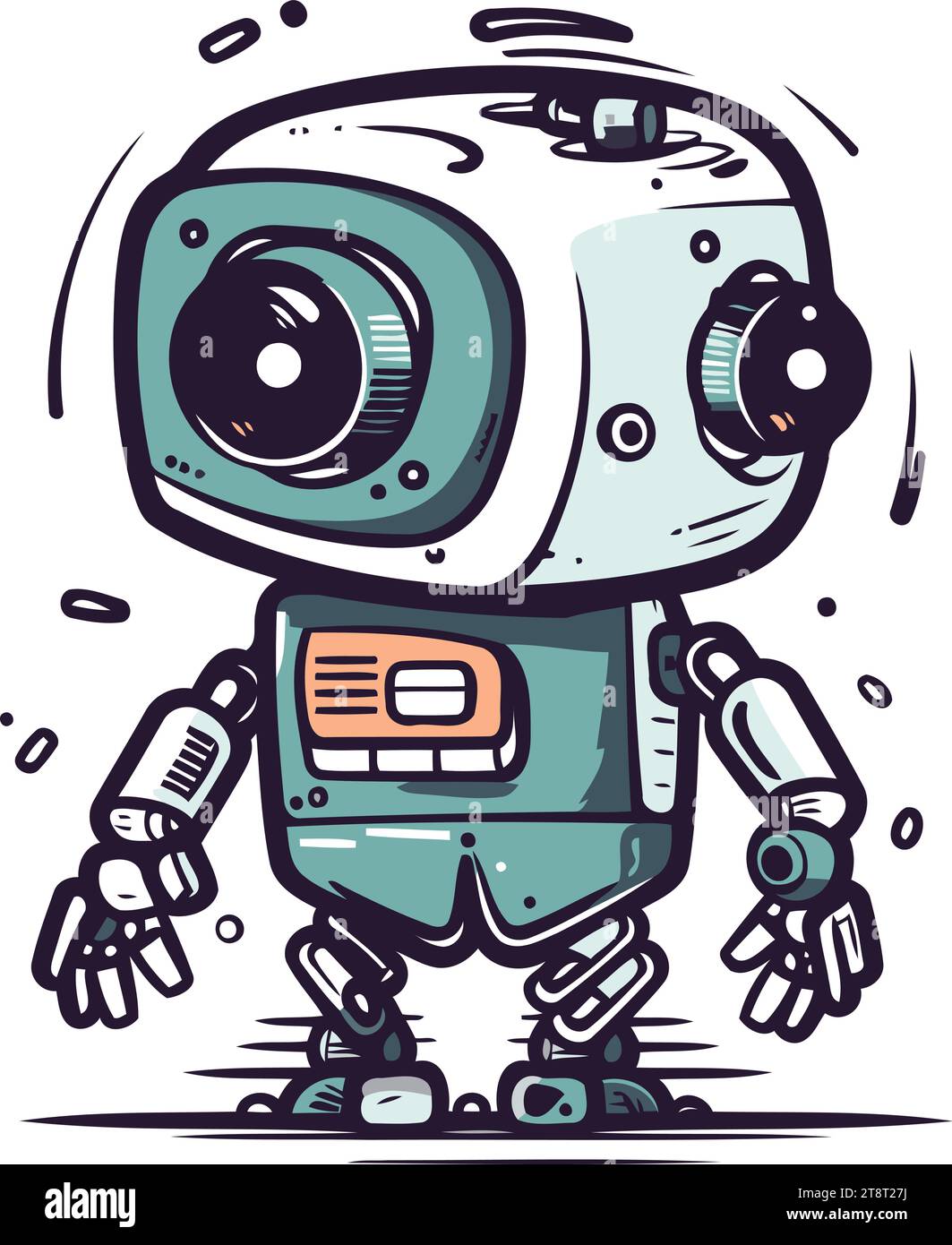 Vector illustration of cartoon robot. Isolated on a white background ...