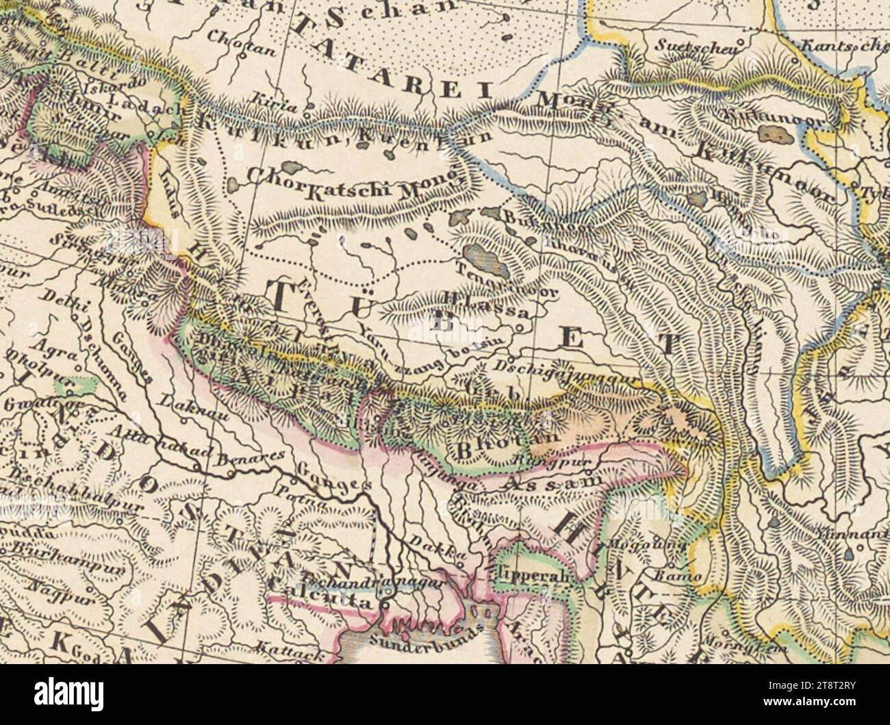 Tibet map before 1859 detail from Asia - Stieler's Hand-Atlas (cropped ...