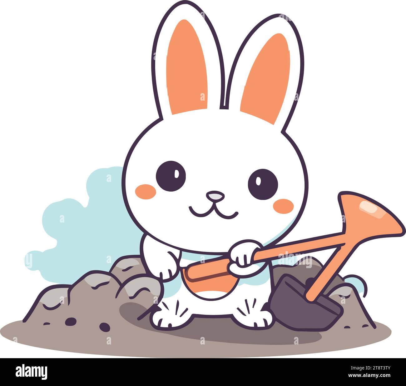 Illustration line drawing digging Cut Out Stock Images & Pictures - Alamy