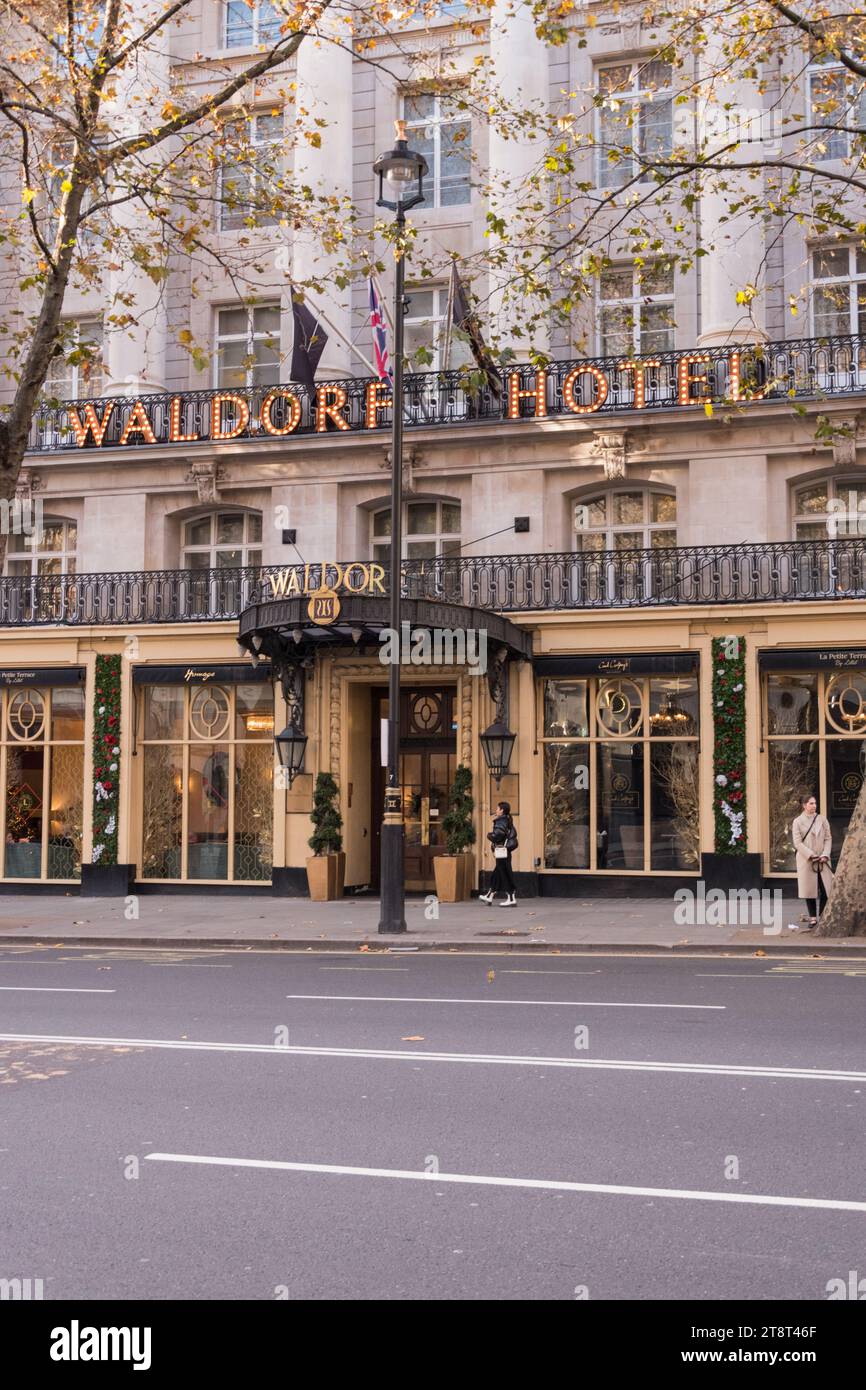 The entrance to the world-famous Waldorf Hotel on Aldwych in London's ...