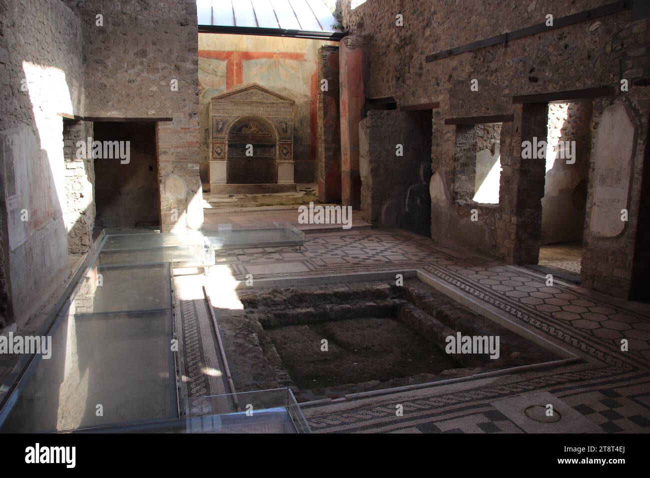 Pompeii Ruins with Altar, Remains of Roman city buried by eruption of ...