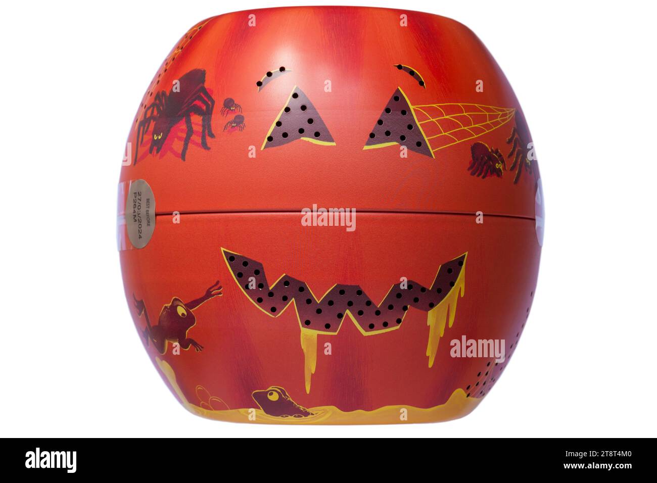 Halloween tin of all butter shortbread biscuits isolated on white ...