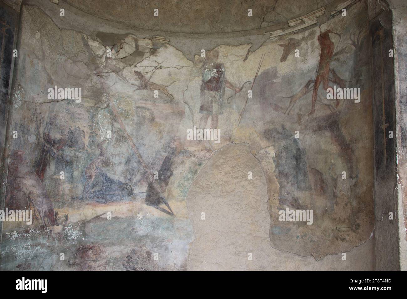 Pompeii Ruins Fresco, Remains of Roman city buried by eruption of Mt ...