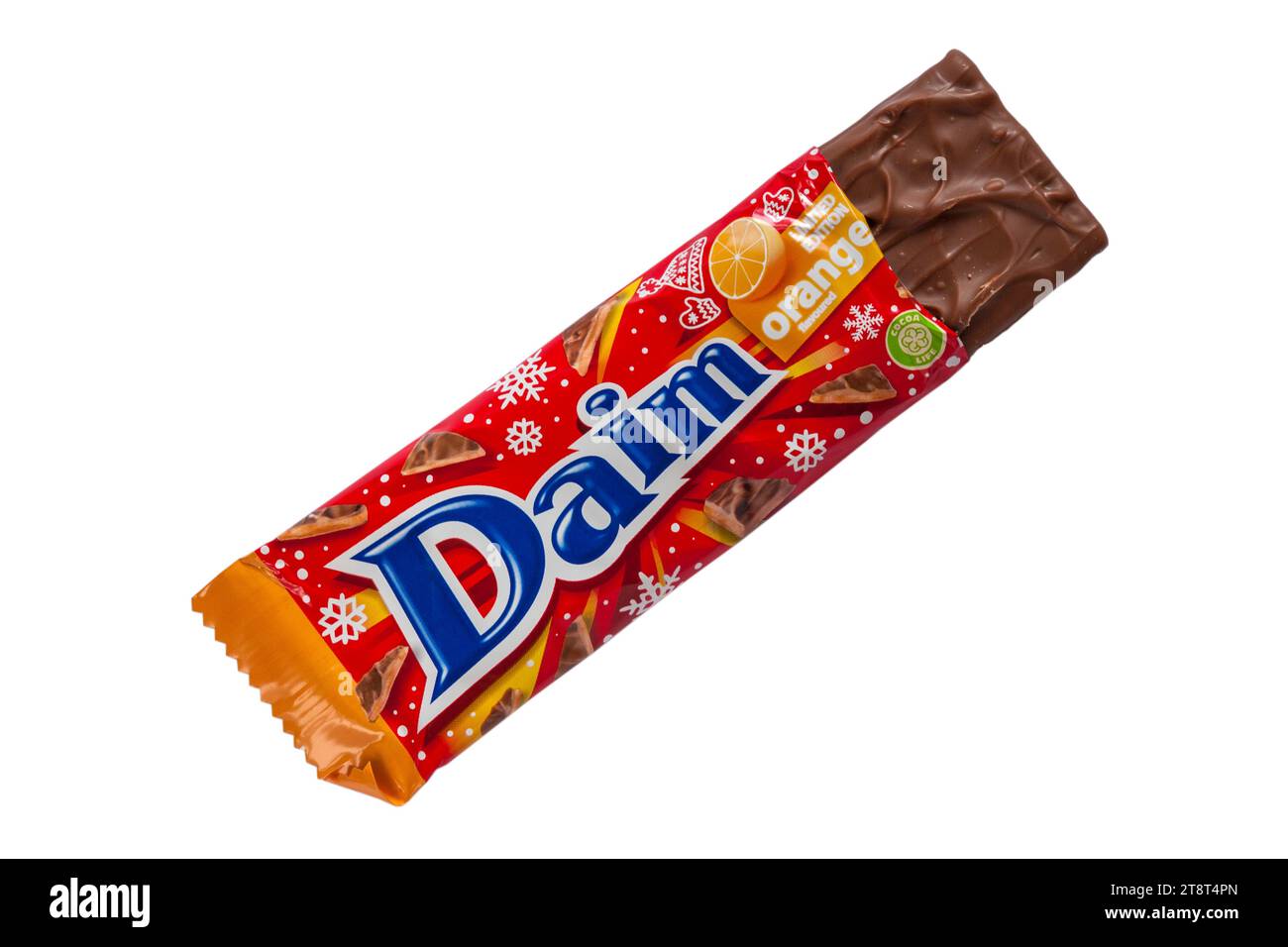 limited edition Daim Orange flavoured chocolate bar opened to show ...