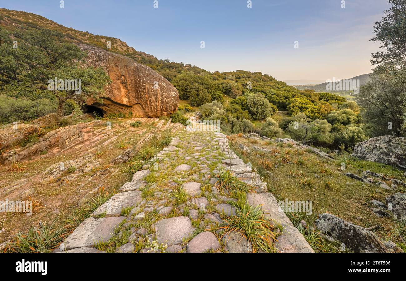 Medieval walkway on route to Limonos Monastry on Lesbos Greece Stock ...