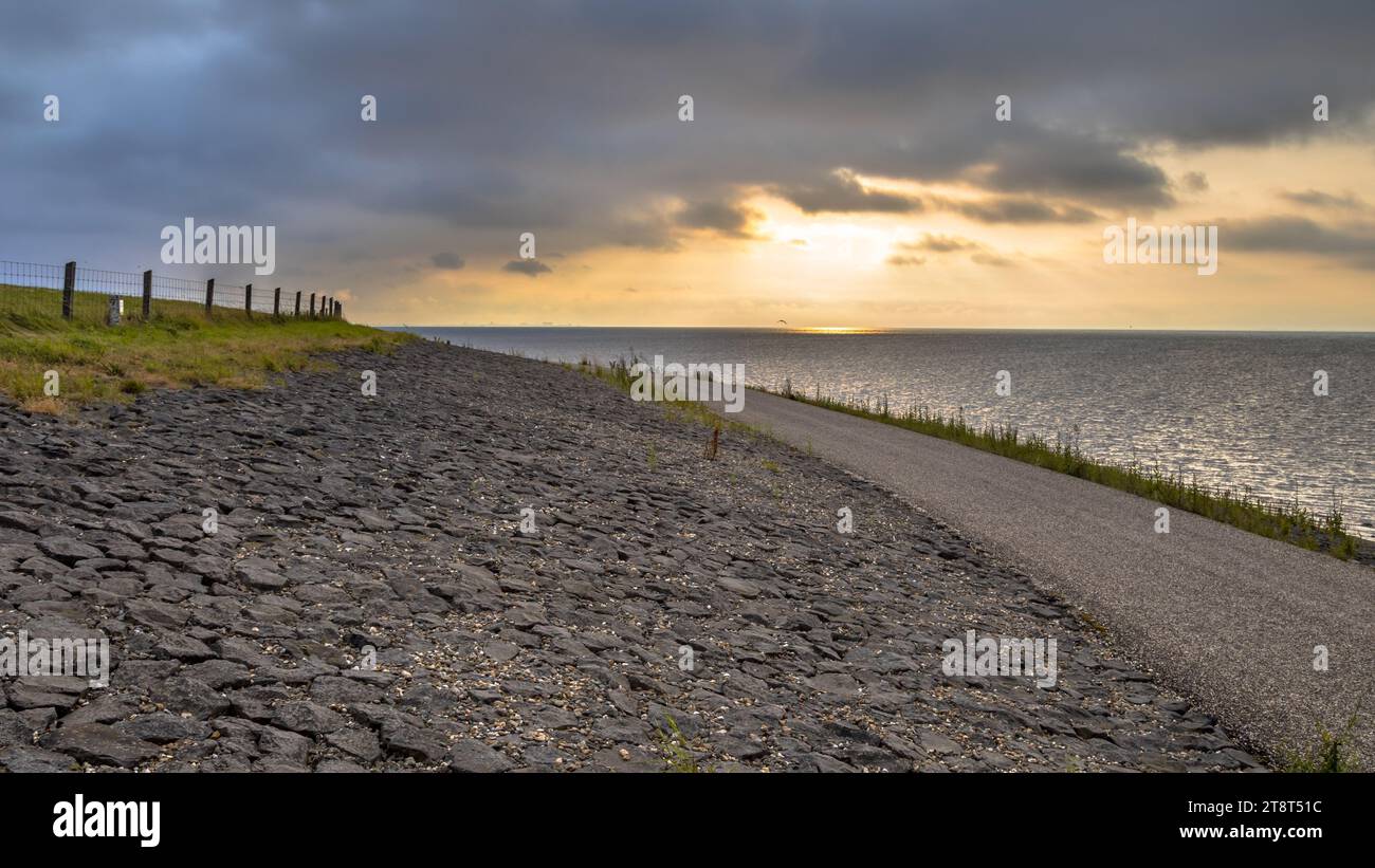 View over Waddensea from Deltaworks dike in Oosterland on former island ...