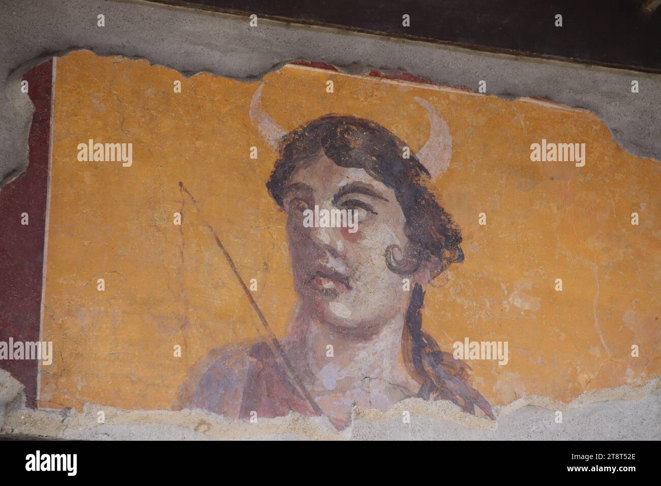 Pompeii Ruins Fresco, Remains of Roman city buried by eruption of Mt ...