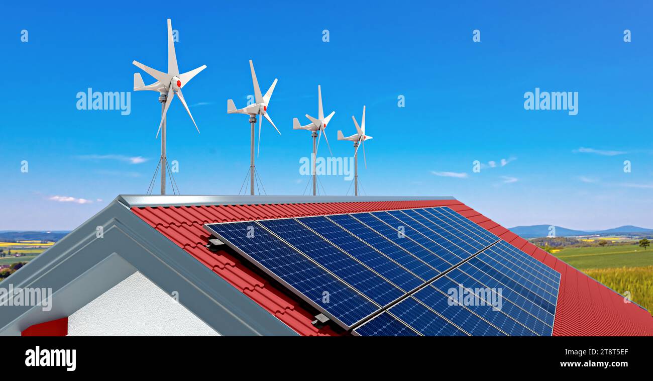 Small wind turbine on roof hi-res stock photography and images - Alamy