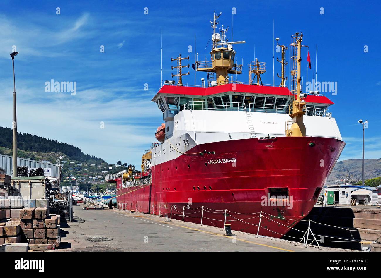 Laura Bassi. Icebreaker, Dry Dock Port of Lyttelton NZ Stock Photo - Alamy