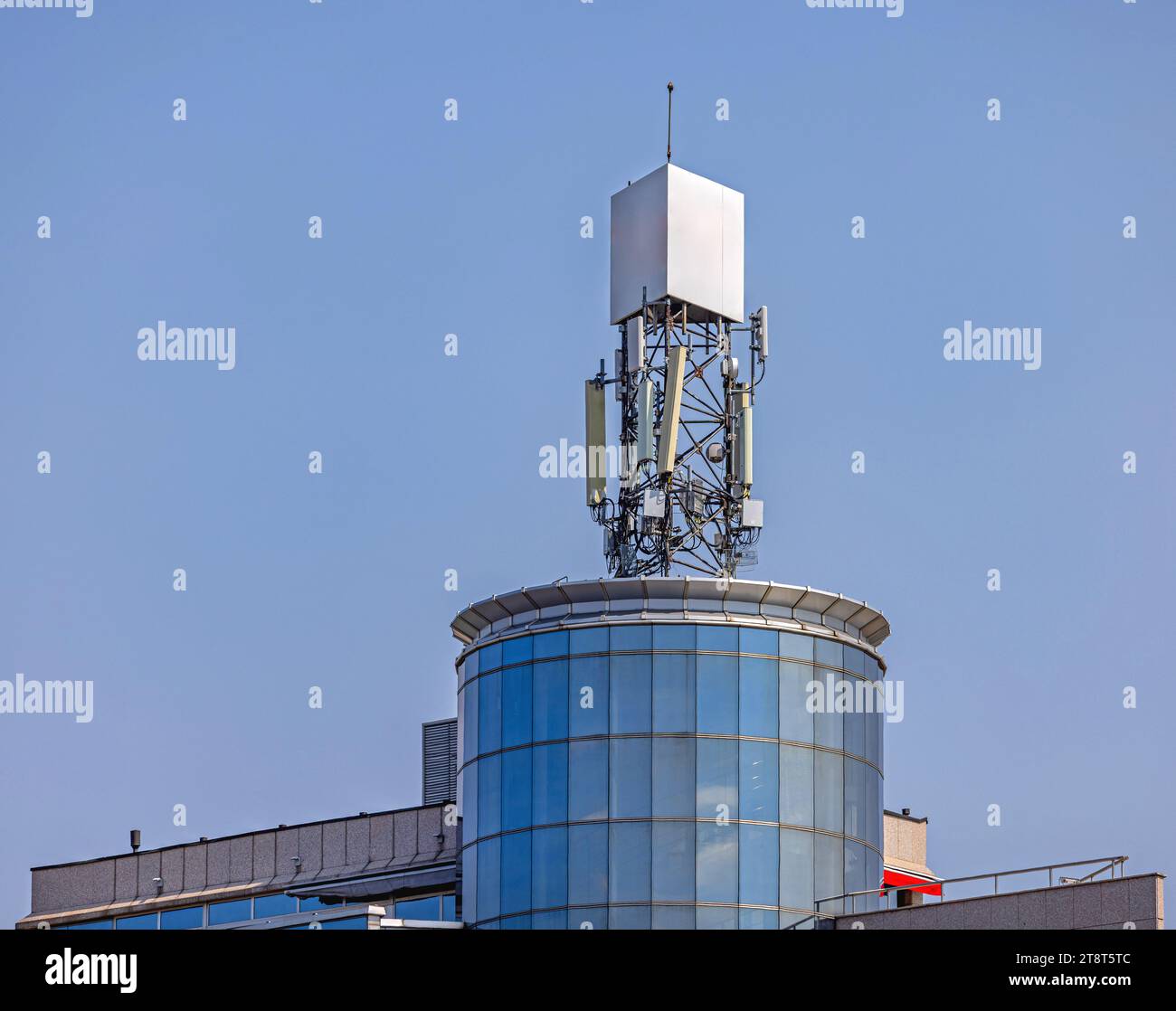 Gsm Cell Phone Communication Signal Antenna at Top of Modern Building ...