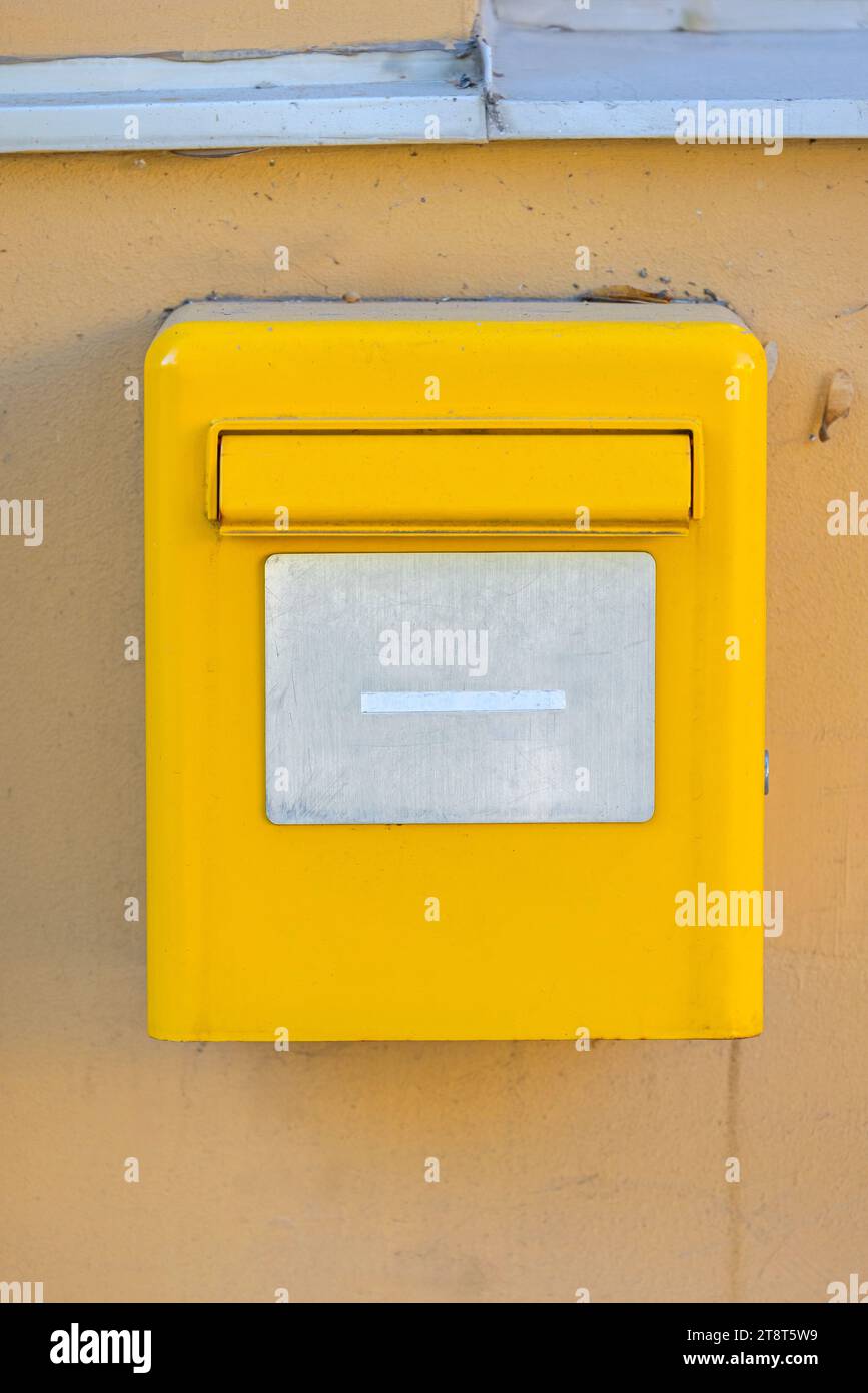 Serbian Post Yellow Mail Box Mounted at Building Wall Stock Photo - Alamy