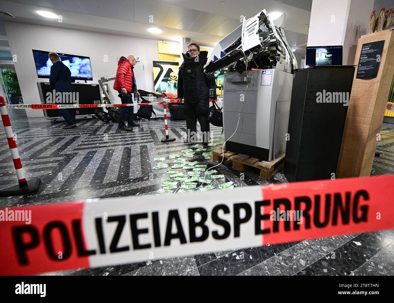 Stuttgart, Germany. 21st Nov, 2023. An ATM blown up by the police for ...