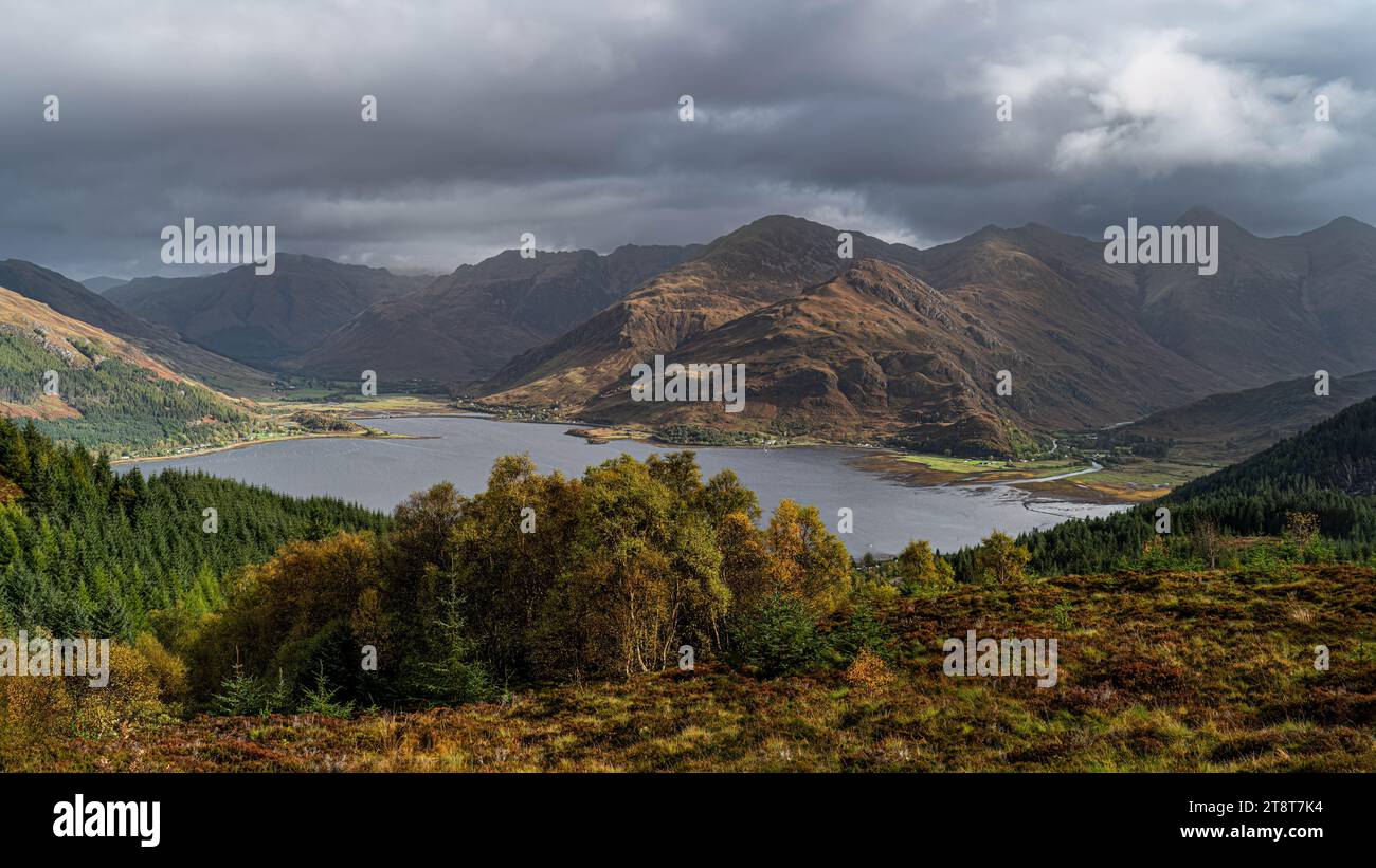 Five Sisters of Kintail, Loch Duich, Scotland from the Ratagan Pass ...