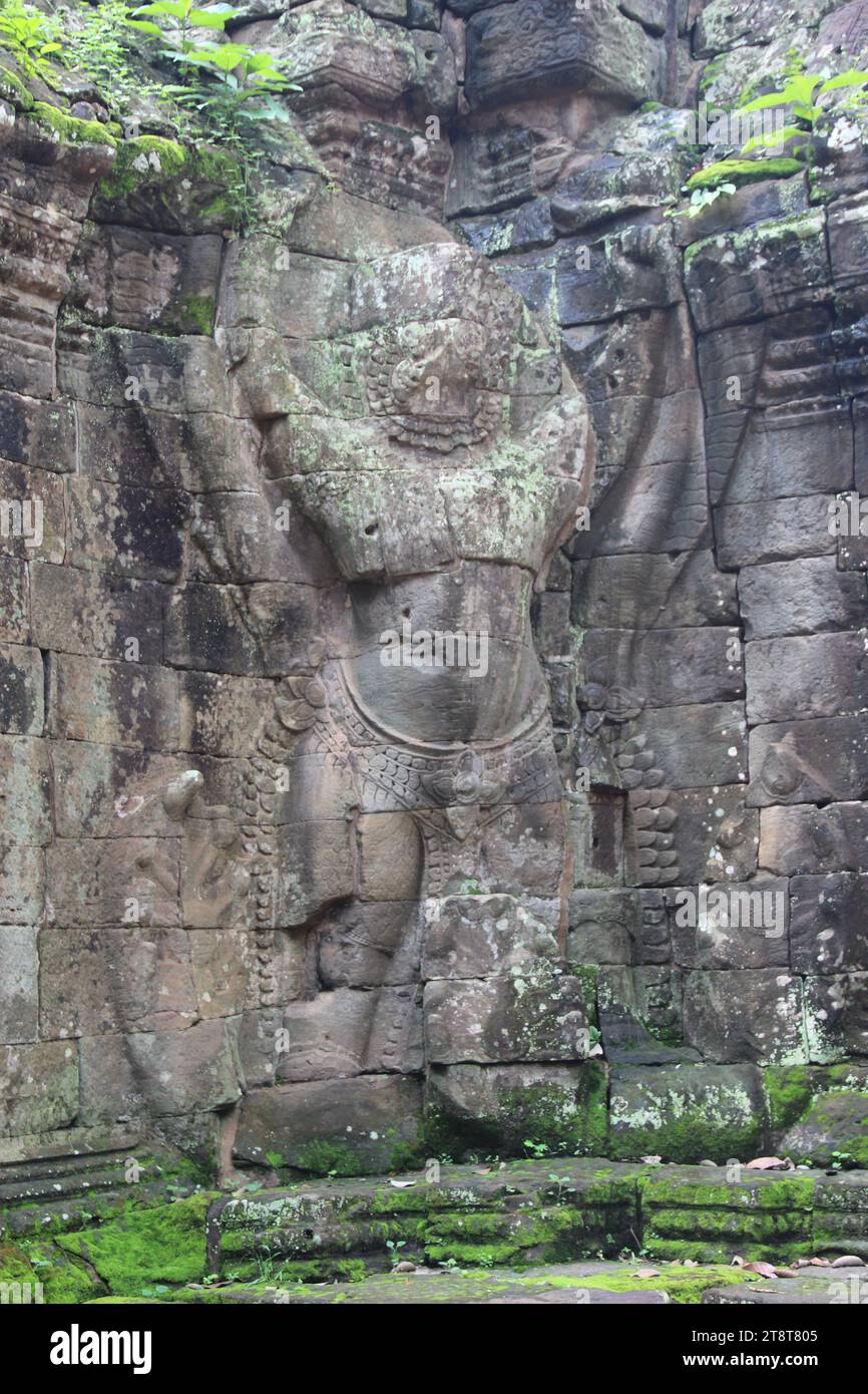 Banteay Kdei Gate, Khmer face tower, ancient Angkor area, Cambodia ...