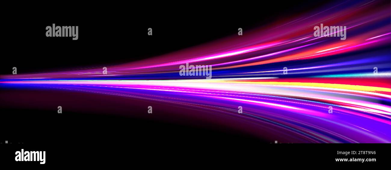 Fast speed motion light effect on black background. Vector realistic ...