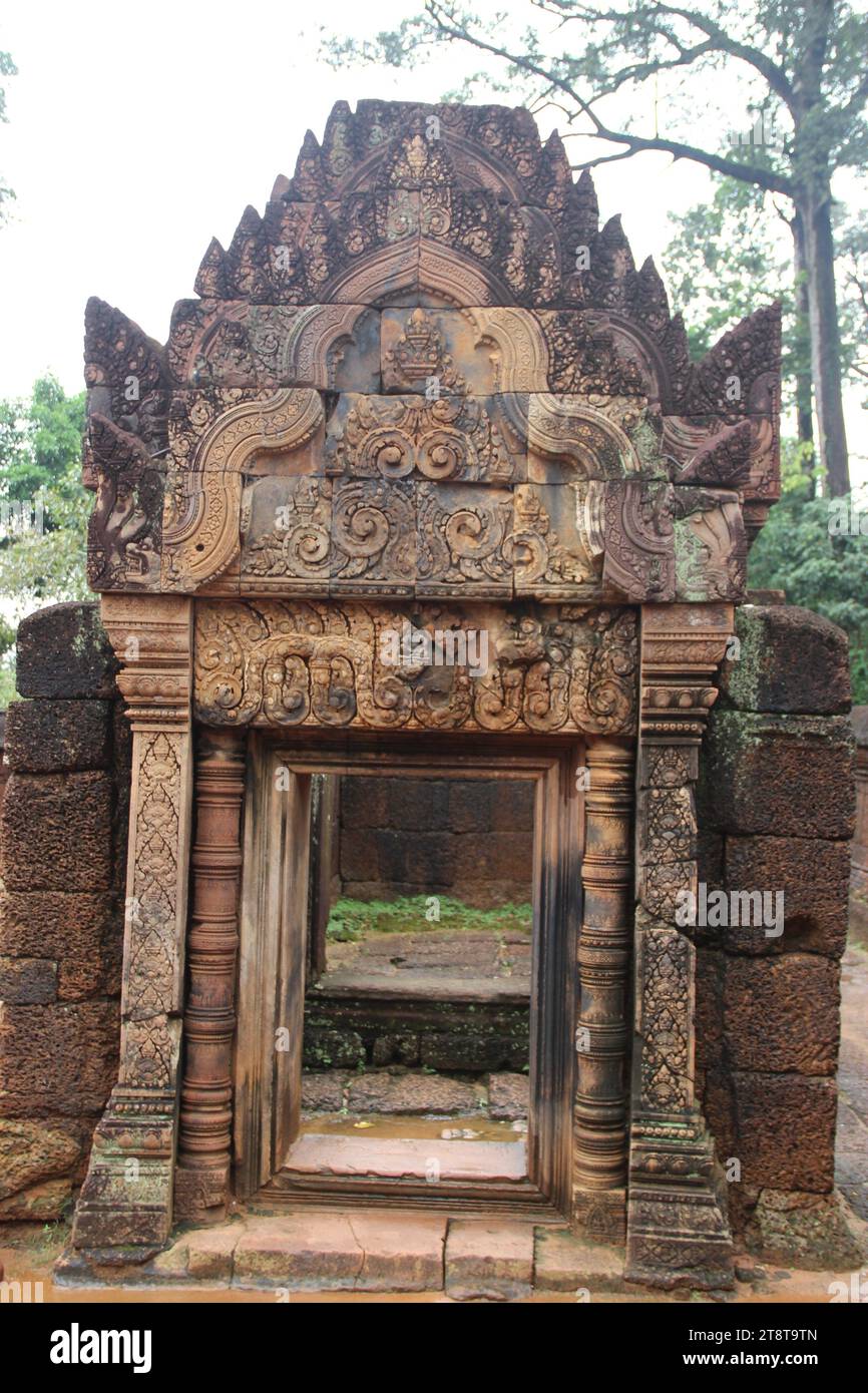 Banteay Srei, Ancient Khmer temple, Angkor area, Cambodia. Reign of ...