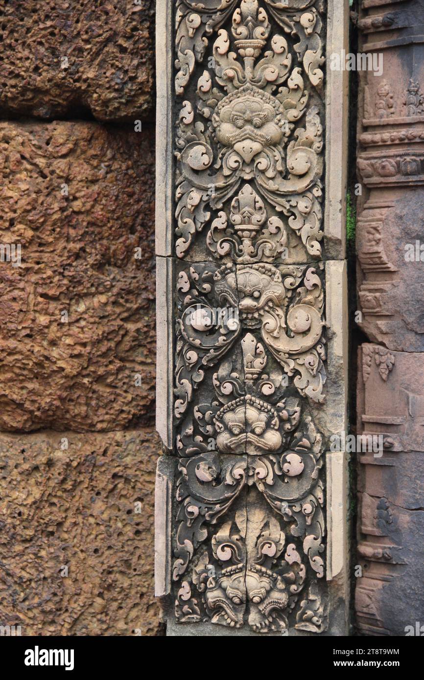 Banteay Srei, Ancient Khmer temple, Angkor area, Cambodia. Reign of ...