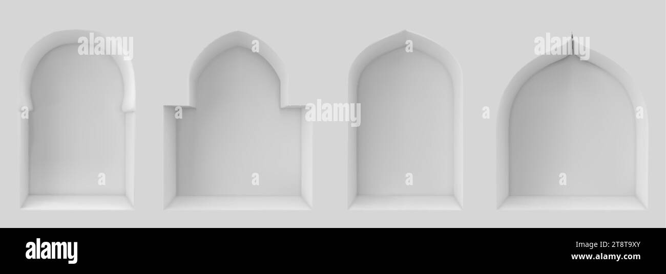 Arch window of mosque or muslim building. Realistic vector illustration ...