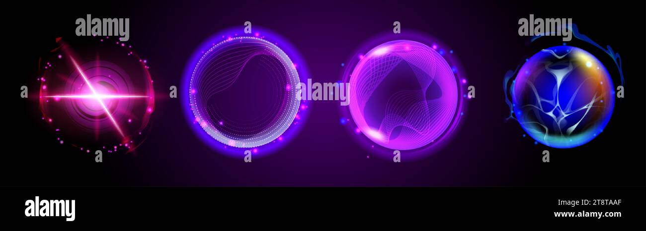 Magic glowing circle portal with neon light effect. Realistic vector ...