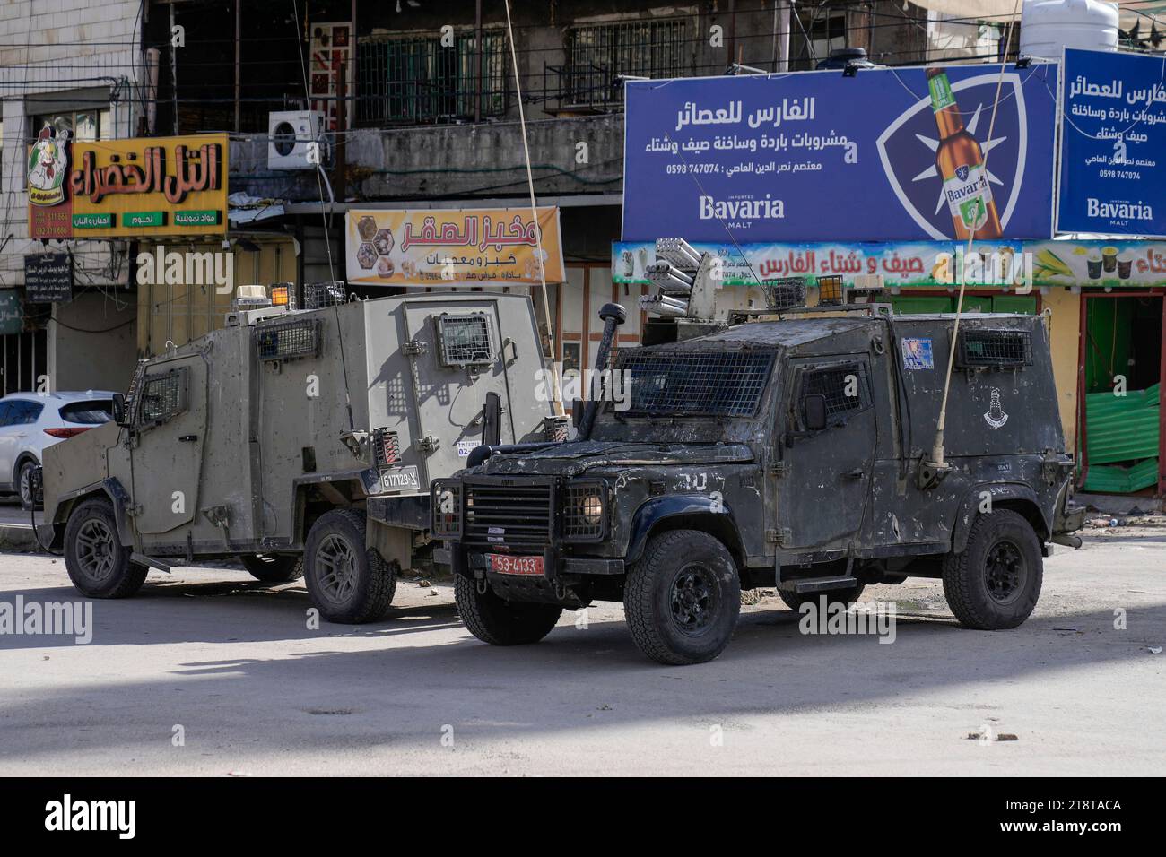 Israeli military vehicles are seen during a military operation in the ...
