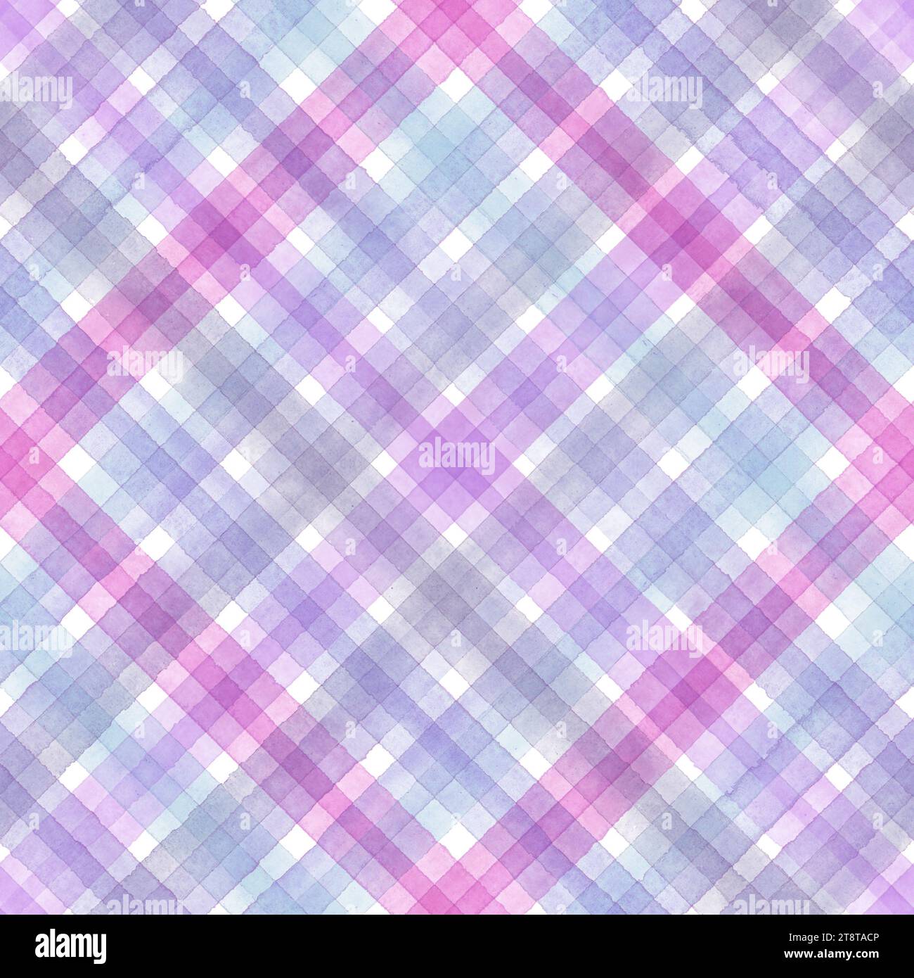 Watercolor gingham stripe plaid seamless pattern. Purple and pink ...