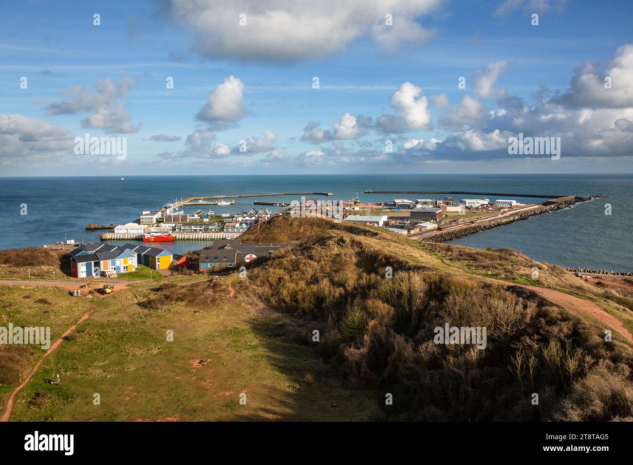 View of the harbor of Heligoland, the only German offshore island in ...