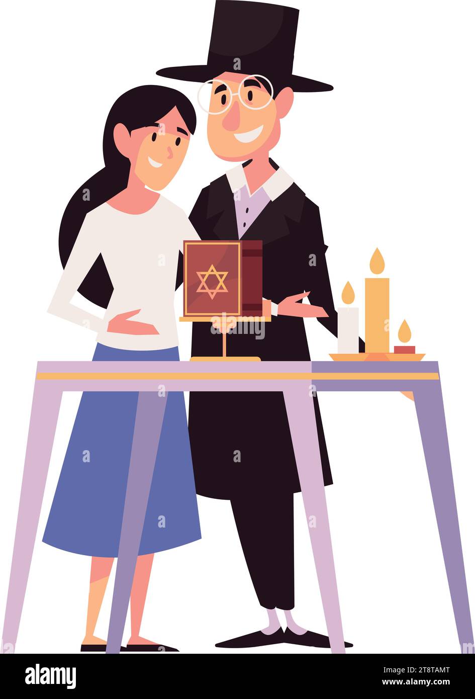 hanukkah rabbi and woman Stock Vector Image & Art - Alamy