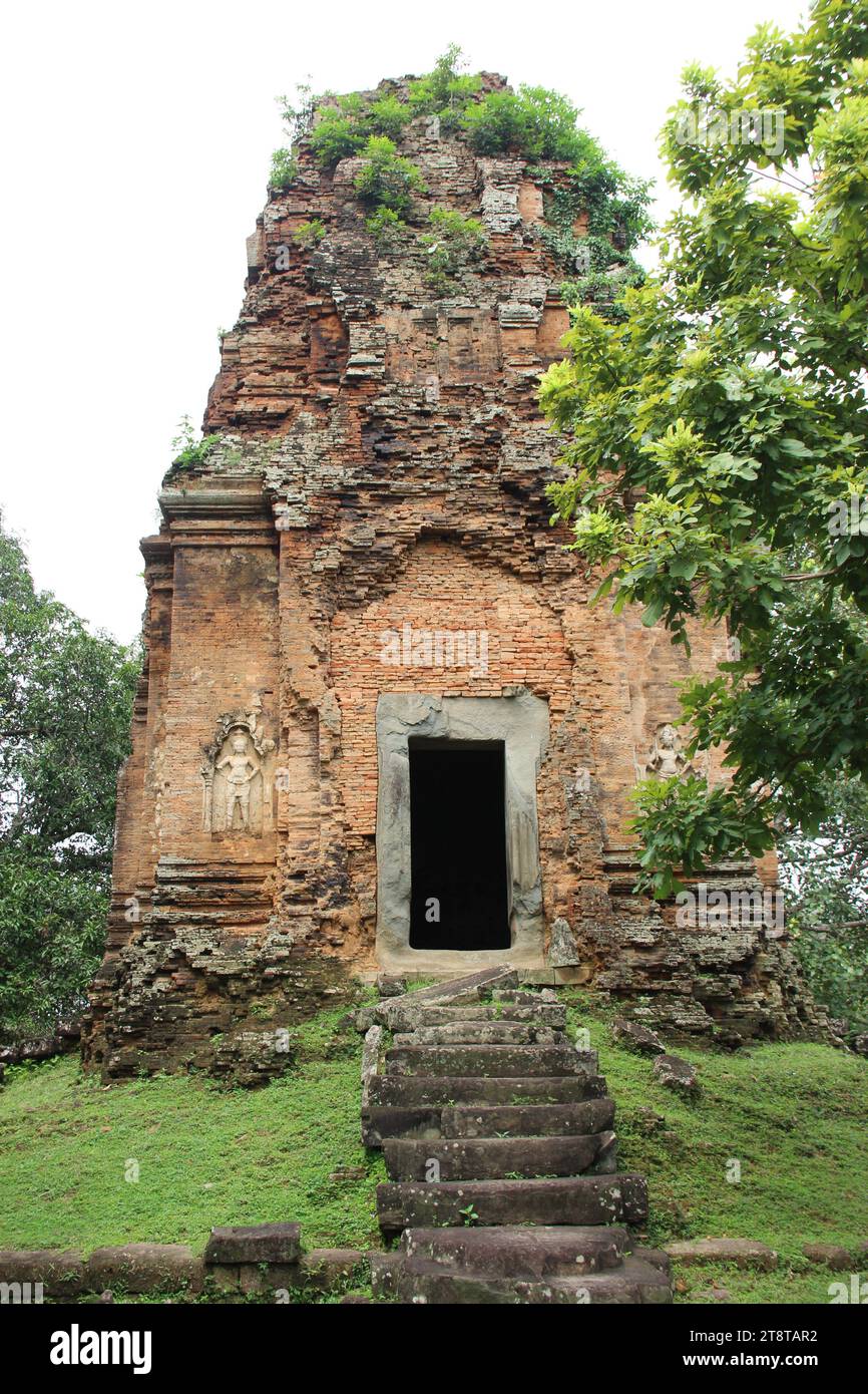 Bakong, Khmer temple, ancient Angkor area, Cambodia. Reign of ...