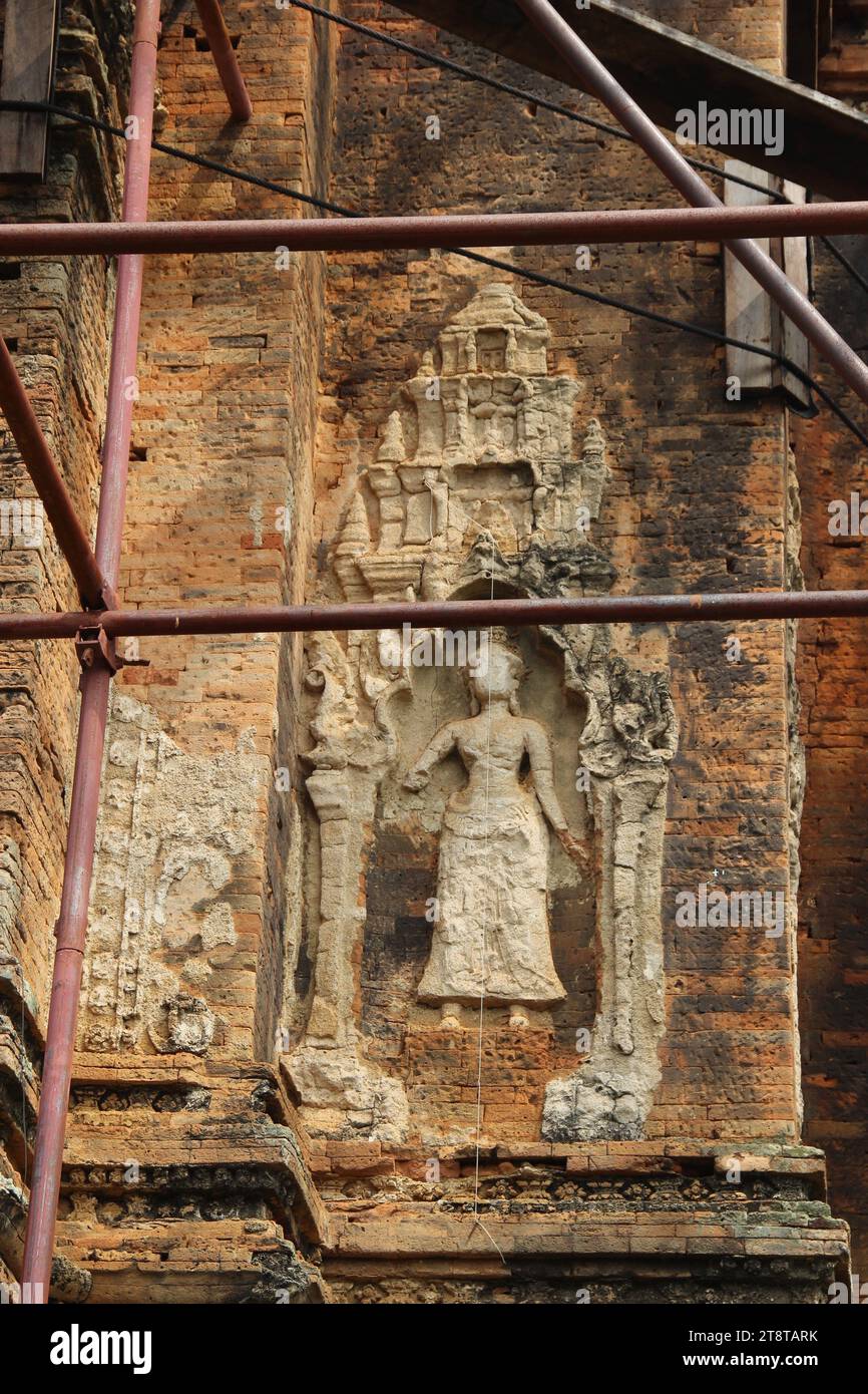 Bakong, Khmer temple, ancient Angkor area, Cambodia. Reign of ...