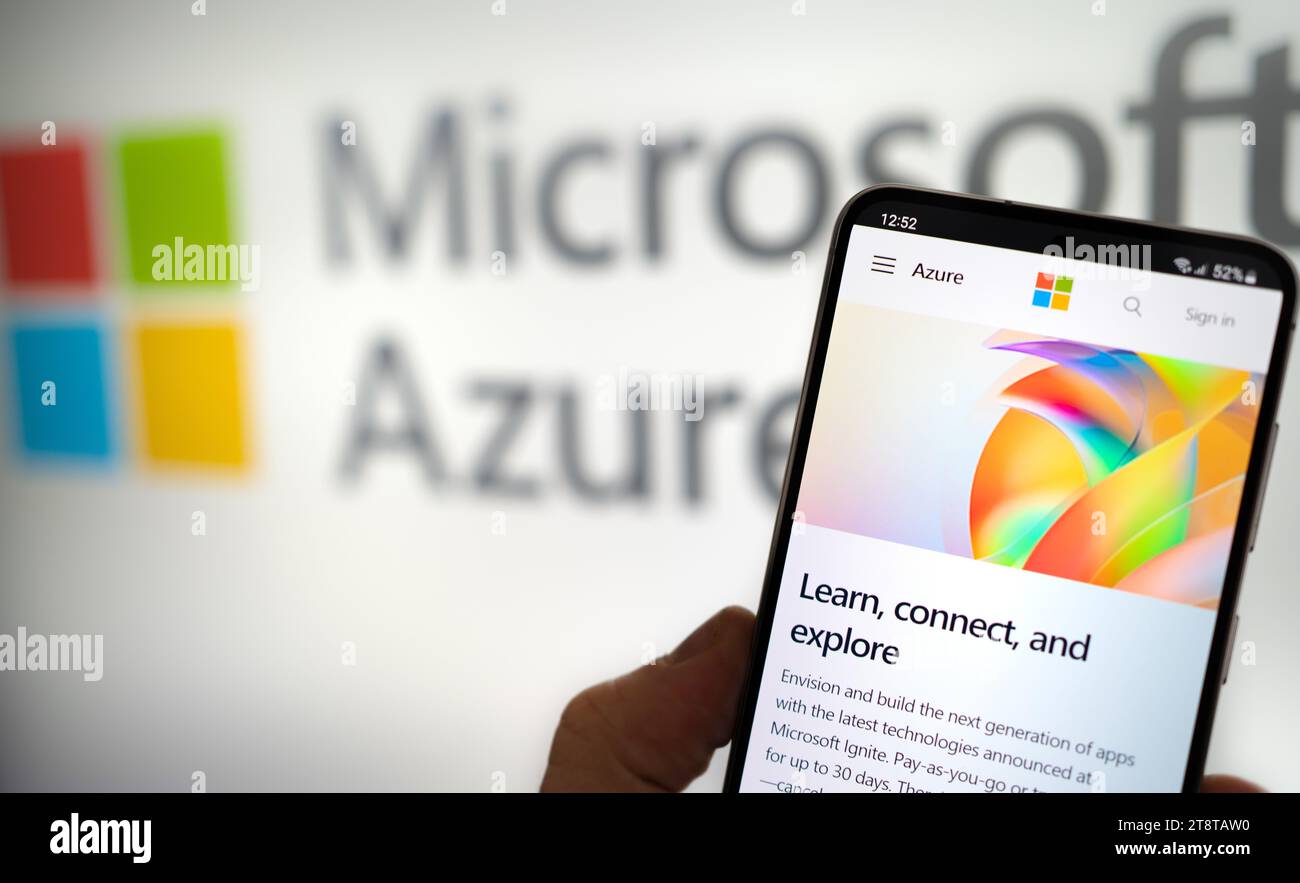 Microsoft Azure cloud computing platform displayed on mobile device ...