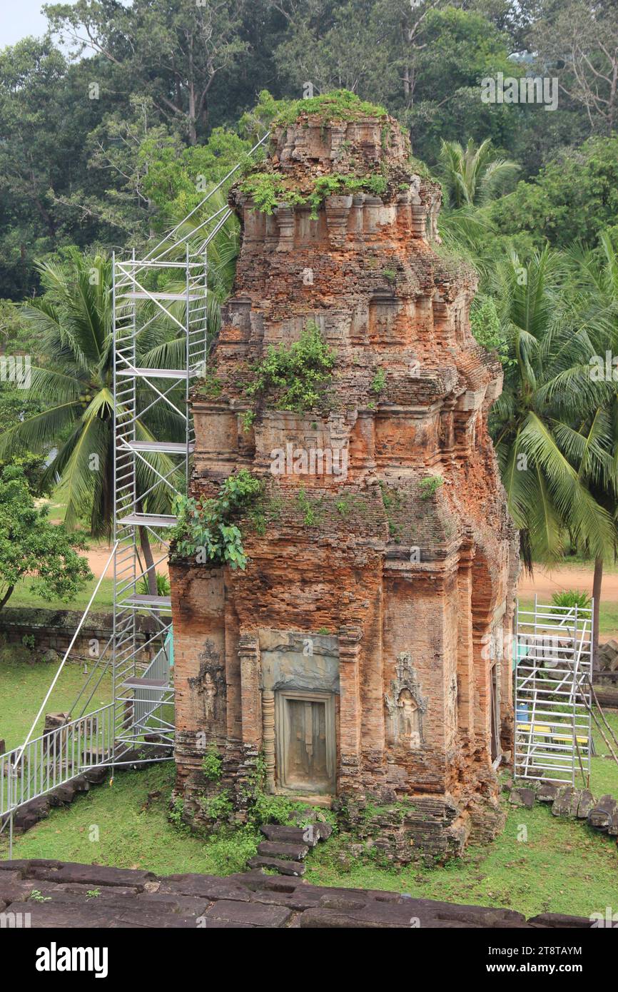 Bakong, Khmer temple, ancient Angkor area, Cambodia. Reign of ...