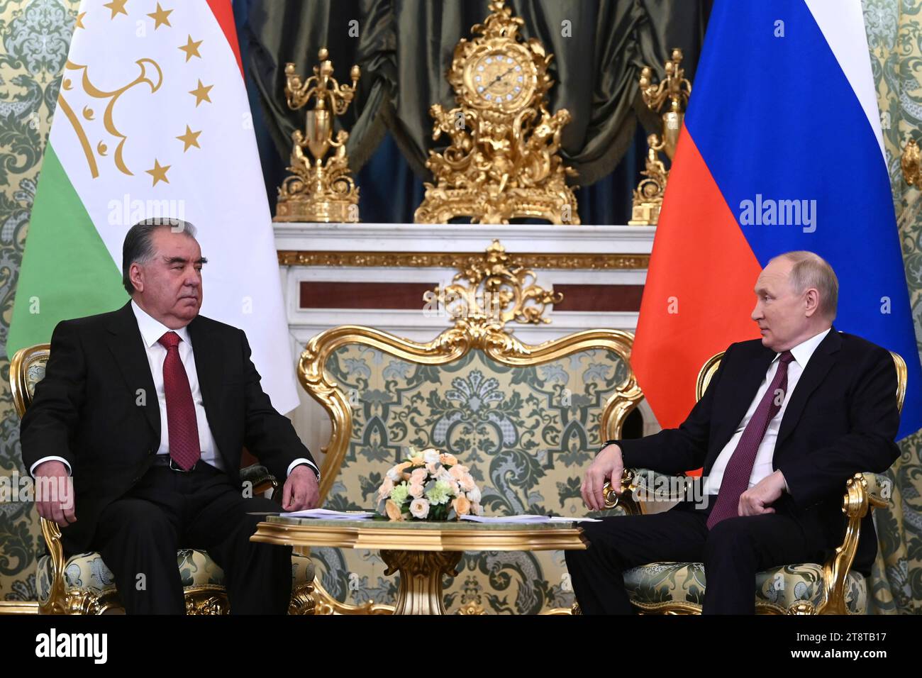 Russian President Vladimir Putin, left, and Tajikistan's President ...