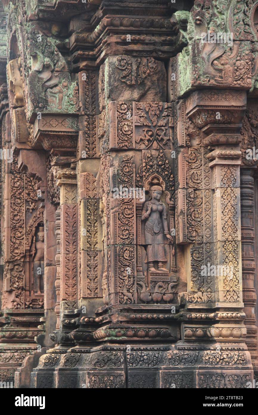 Banteay Srei, Ancient Khmer temple, Angkor area, Cambodia. Reign of ...