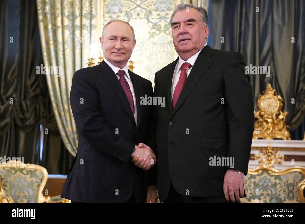 Russian President Vladimir Putin, left, and Tajikistan's President ...